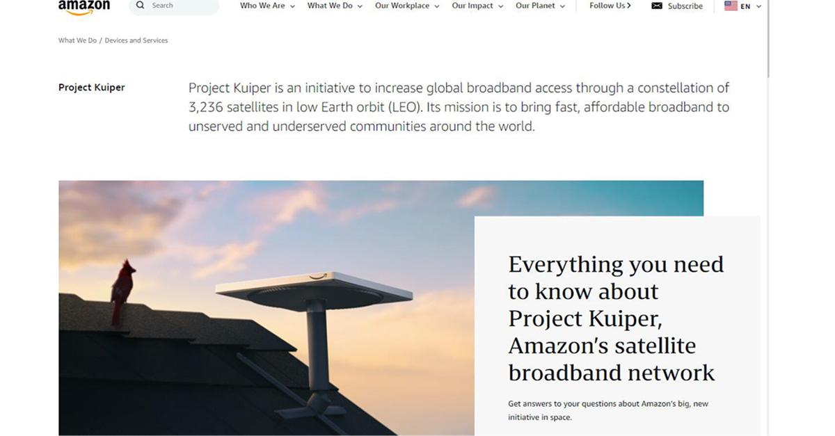 亞馬遜衛星Project Kuiper 成為SpaceX對手又更進一步